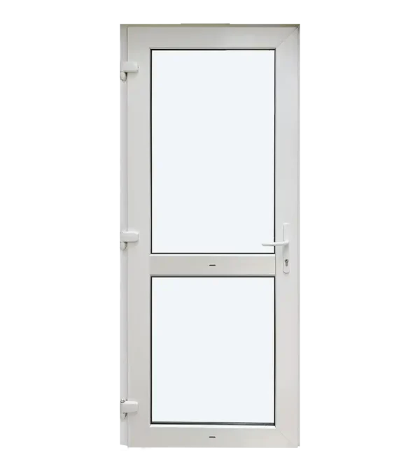 uPVC Single Door 923 x 2100 White Double Glazed 2 Panel Open Out